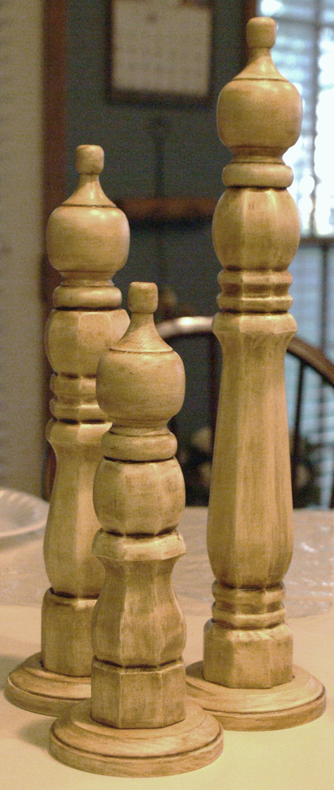Handmade, All Wooden off White Finials That Have Been Distressed ...