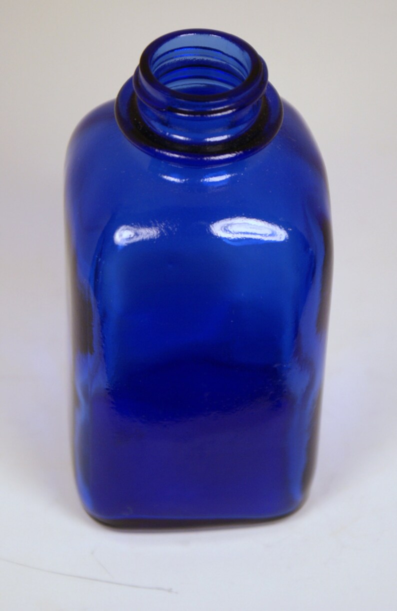 Vintage Cobalt Blue Glass Square Apothecary Bottle - Etsy