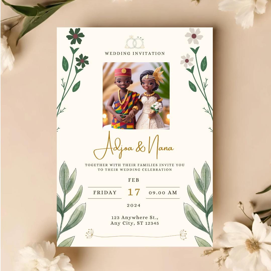 Ghanaian Wedding Invitation 1 Digital Template | Editable African ...