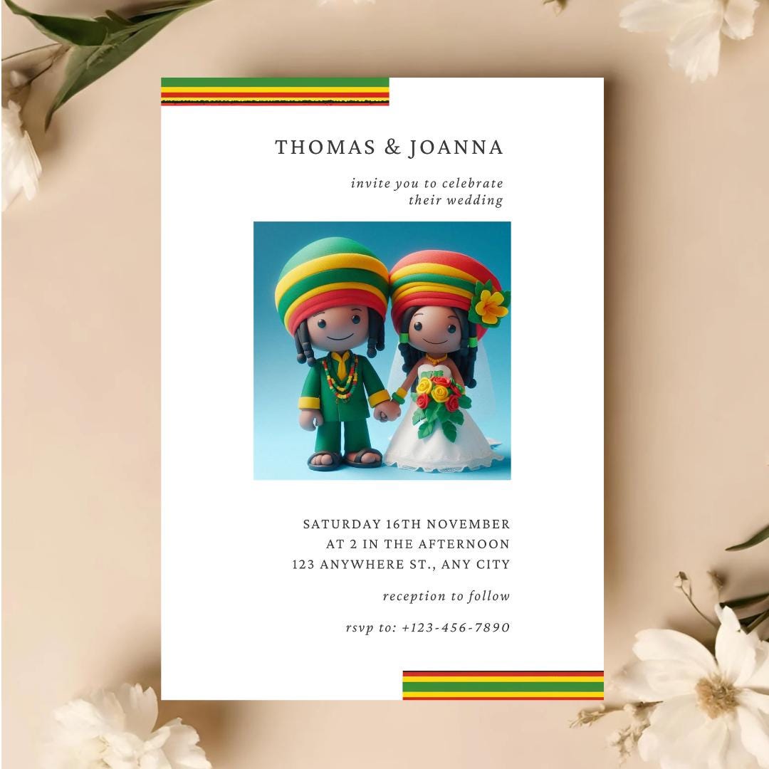 Jamaican Wedding Invitation Digital Template | Editable Caribbean and ...