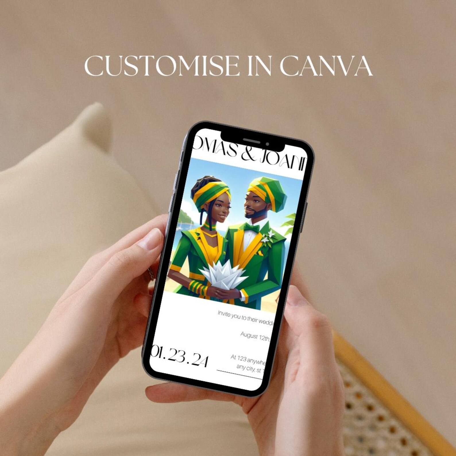 Jamaican Wedding Invitation Digital Template | Editable Caribbean and ...