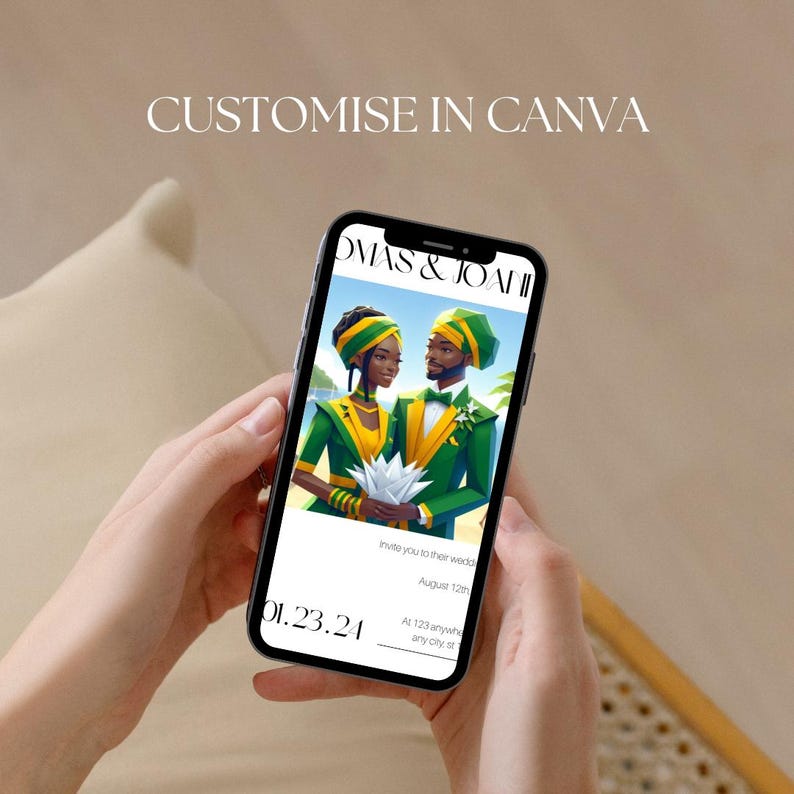 Jamaican Wedding Invitation Digital Template | Editable Caribbean and ...