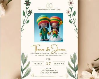 Jamaican Wedding Invitation Digital Template | Editable Caribbean and ...