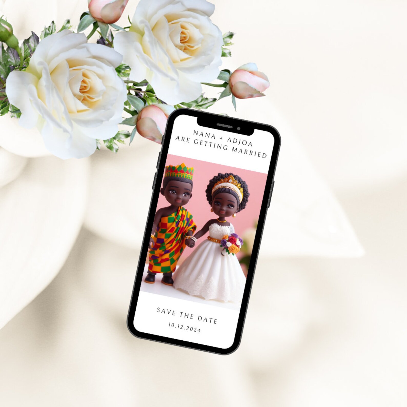 Editable Ghanaian Wedding Invitation | Black Couple African Wedding ...