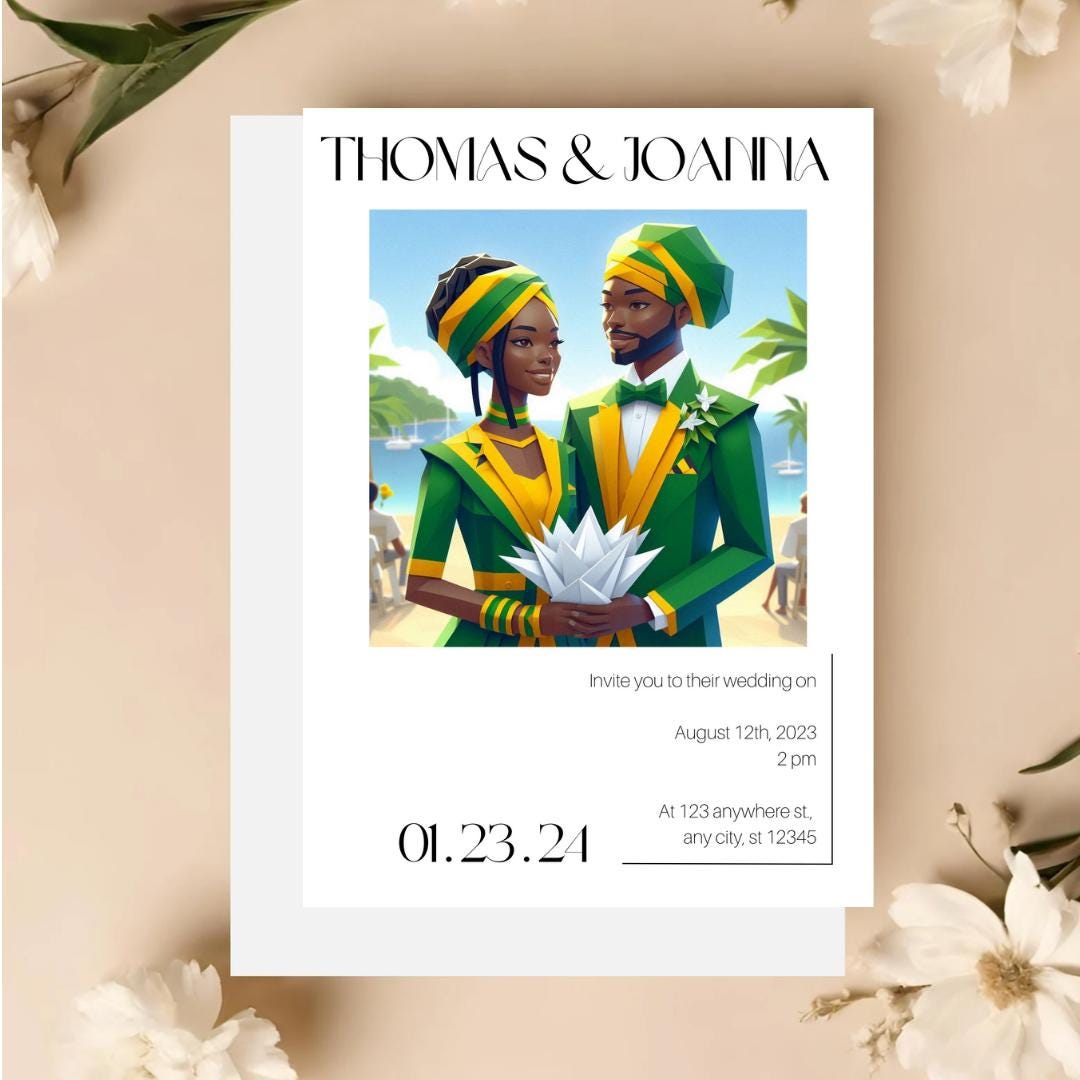 Jamaican Wedding Invitation Digital Template | Editable Caribbean and ...
