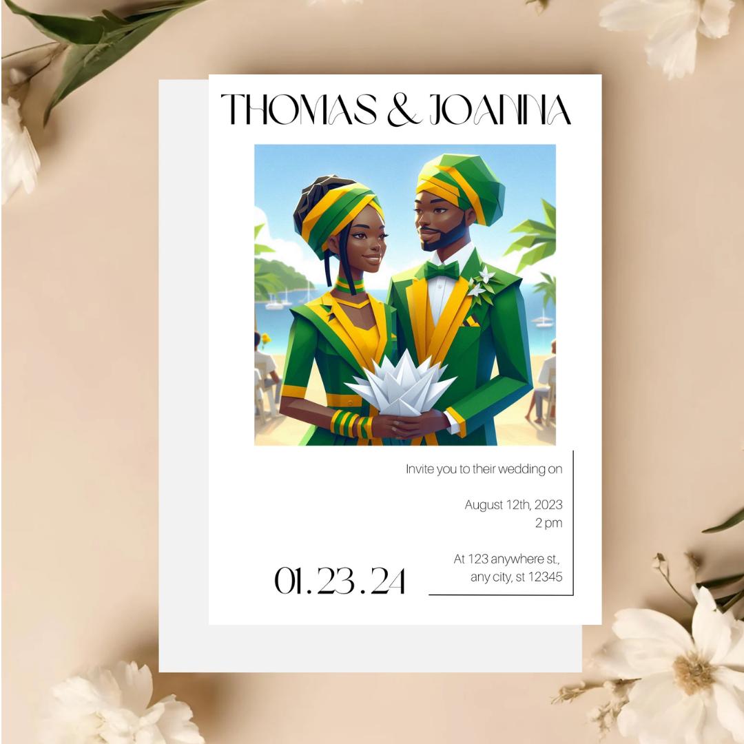 Jamaican Wedding Invitation Digital Template | Editable Caribbean and ...