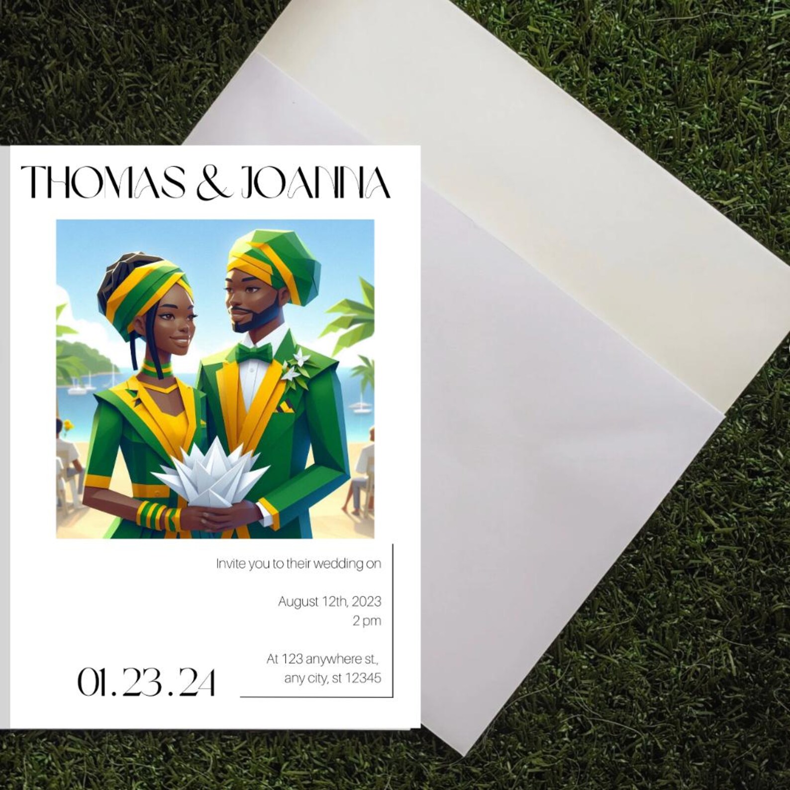 Jamaican Wedding Invitation Digital Template | Editable Caribbean and ...