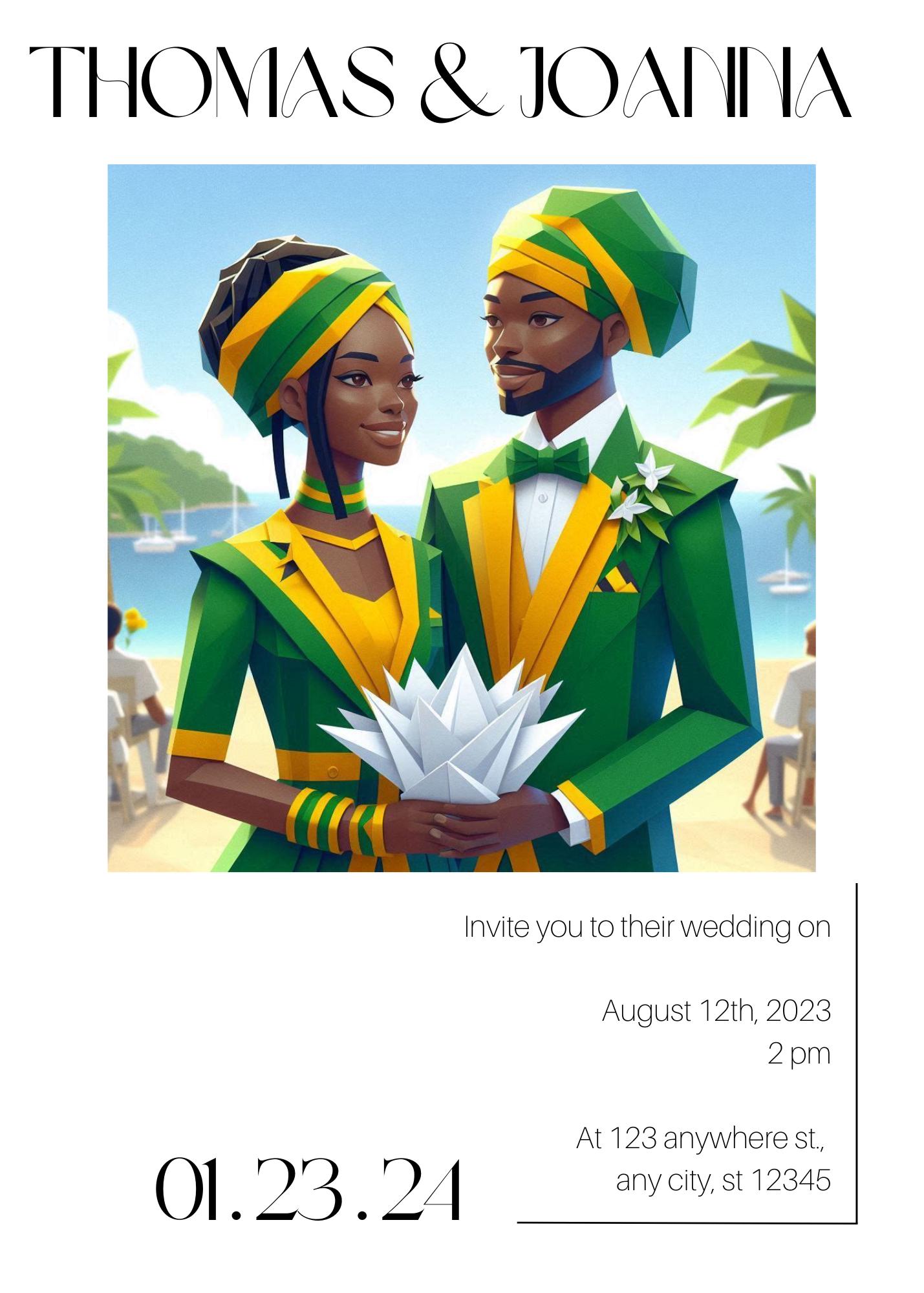 Jamaican Wedding Invitation Digital Template | Editable Caribbean and ...