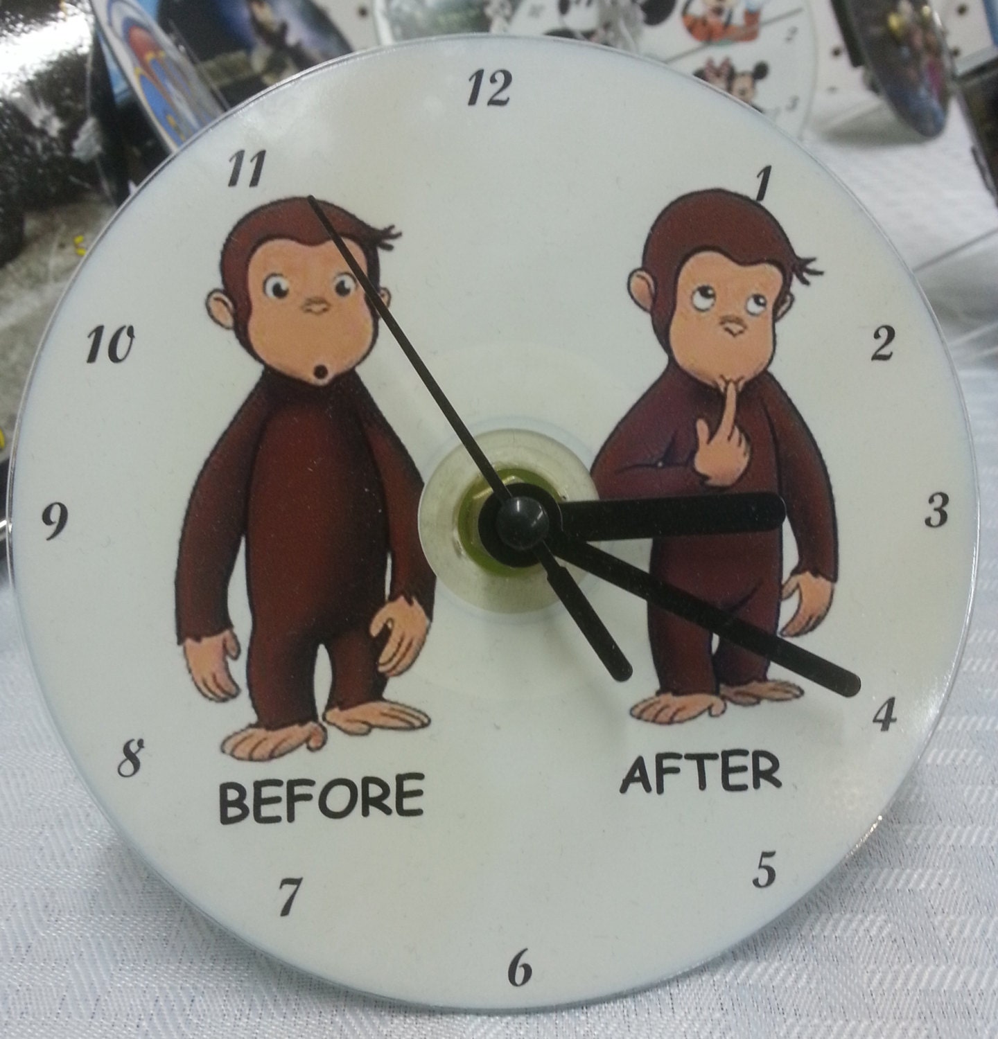 CD Clock Curious George Before and After FREE SHIPPING - Etsy