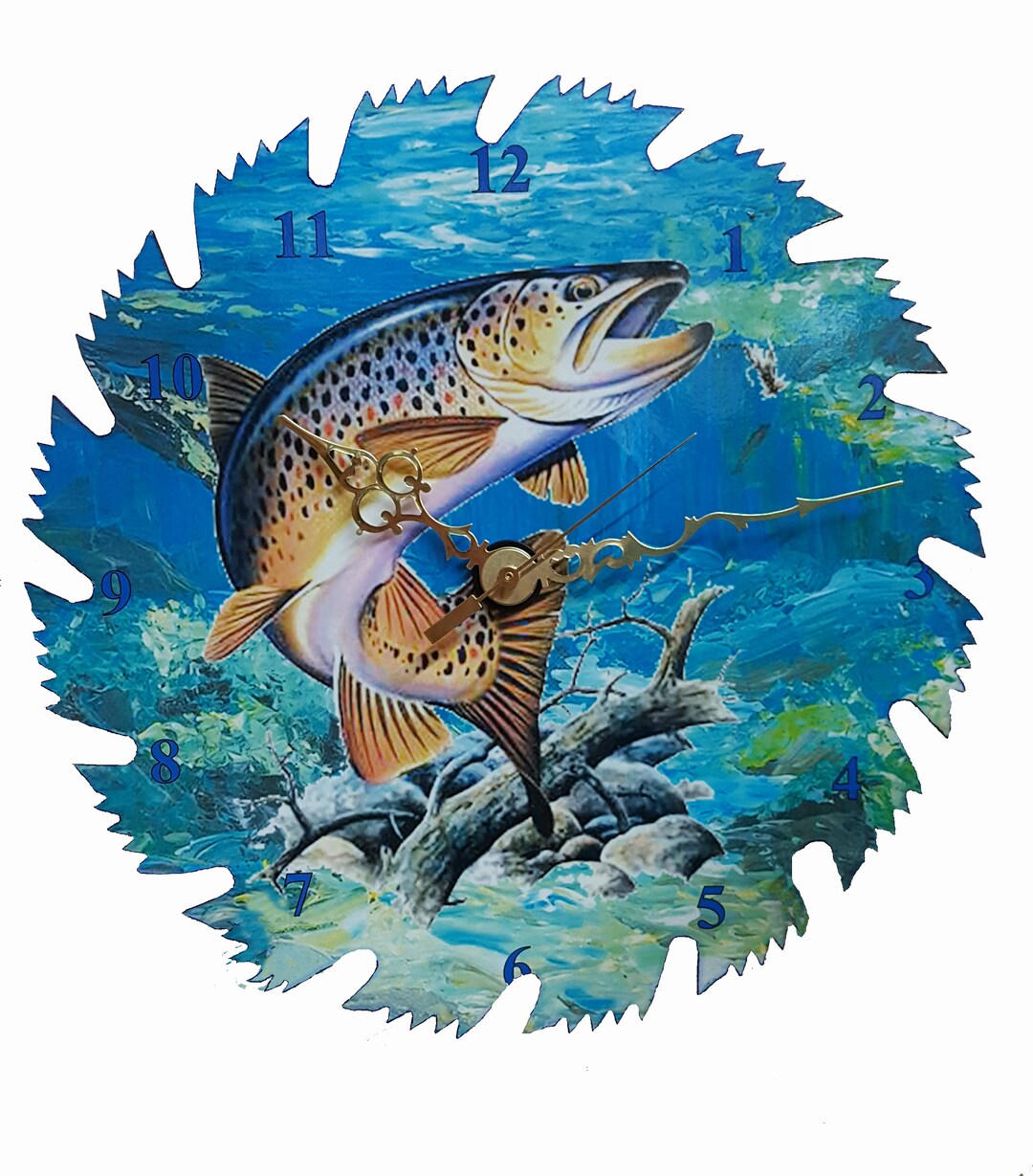 CLOCK Trout 7 1/4" REAL Saw Blade Clock Free Shipping - Etsy