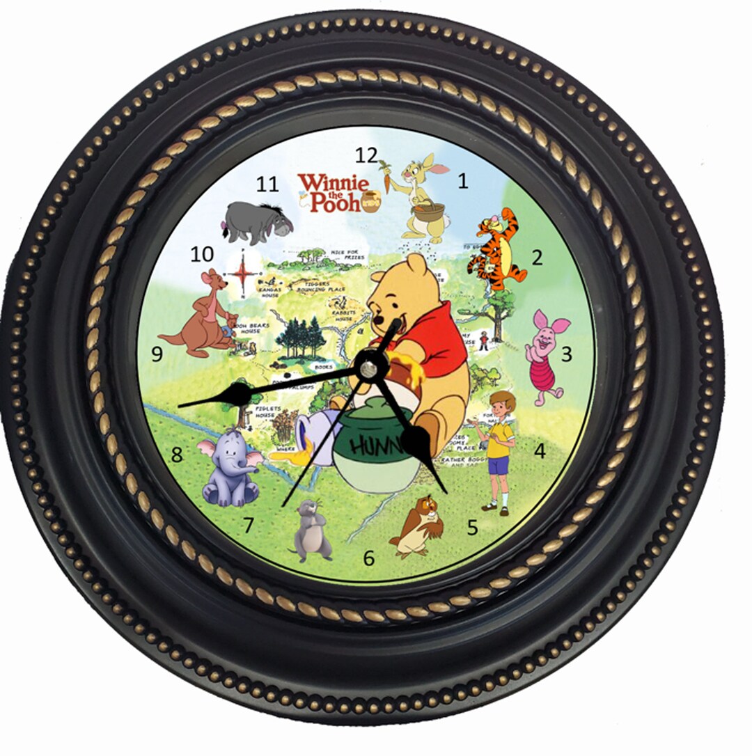 Winnie the Pooh Clock 12 100 Acre Wood Map - Etsy