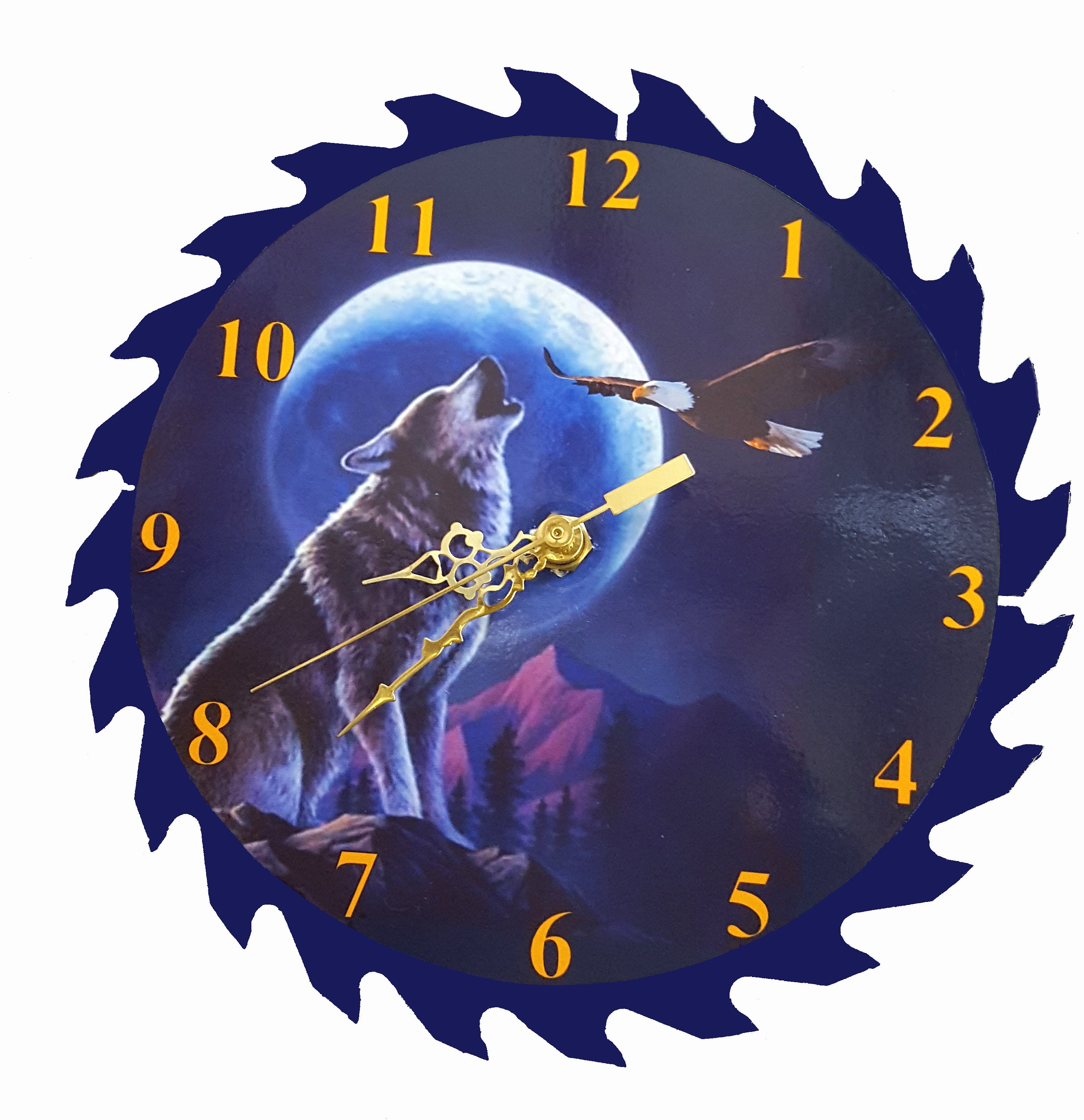 CLOCK Wolf/Eagle 7 1/4" Saw Blade Clock Free Shipping - Etsy Italia