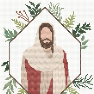 Jesus Christ Cross Stitch Pattern (red) With Color/b&w Pattern PDF ...