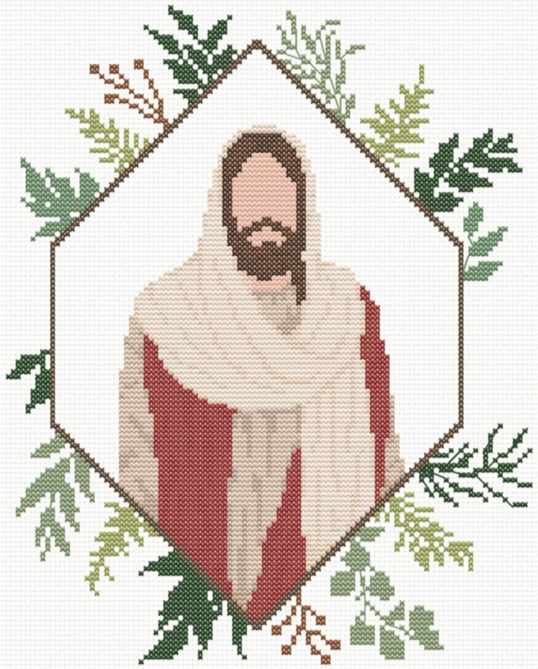 Jesus Christ Cross Stitch Pattern red With Color/b&w Pattern PDF Files ...