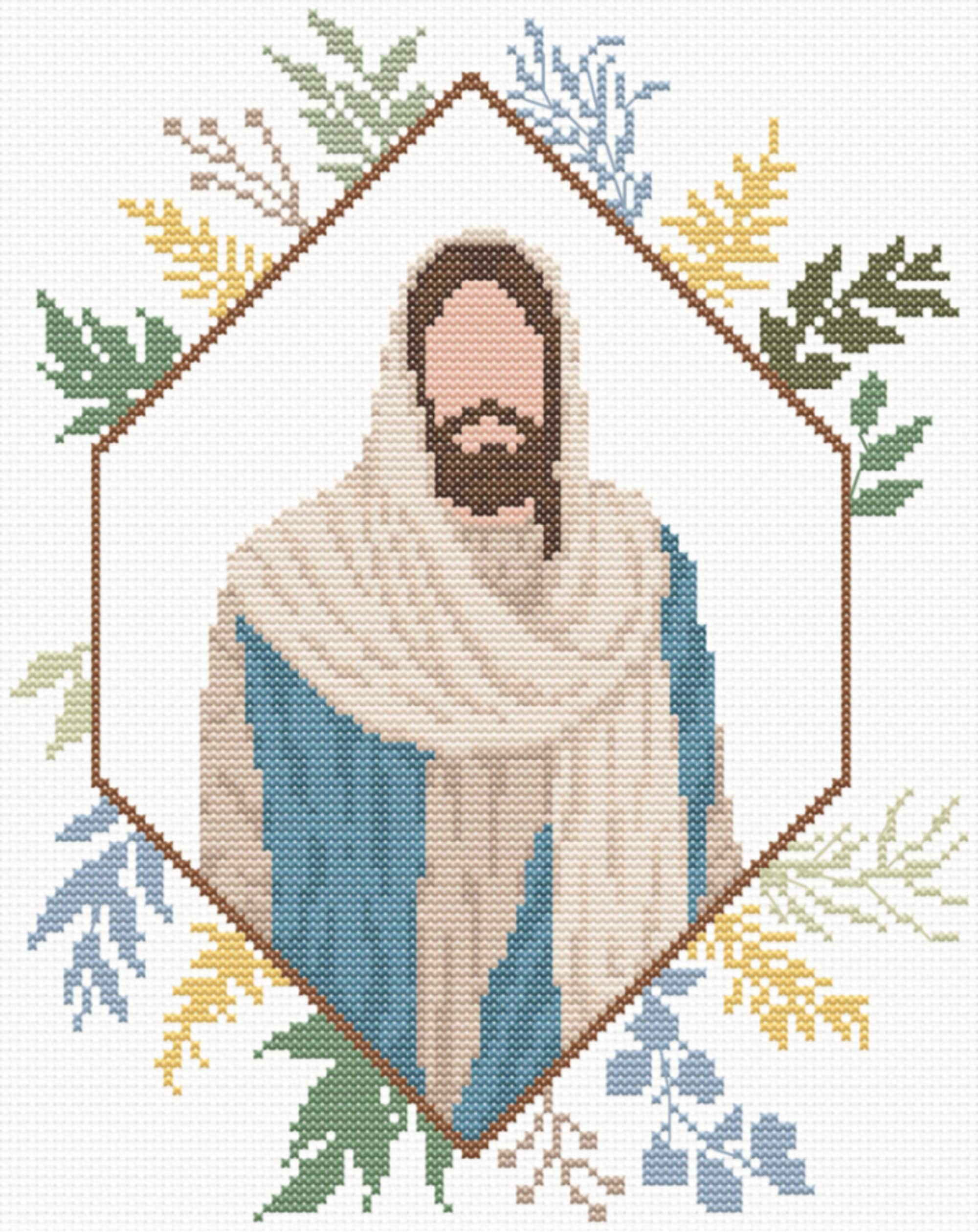 Jesus Christ Cross Stitch Pattern (straw) With Color/b&w Pattern PDF ...