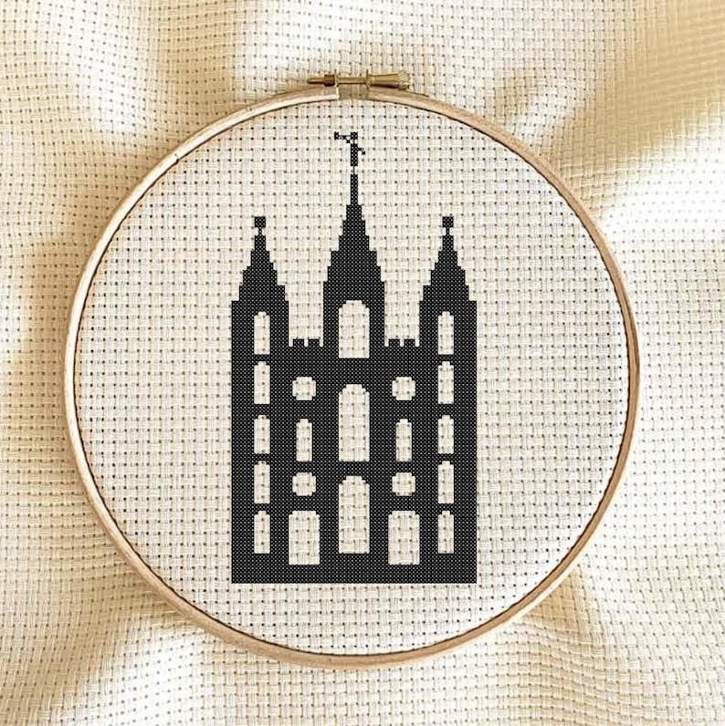 LDS Temple Silhouette (salt Lake City Utah Temple) Cross Stitch Pattern ...