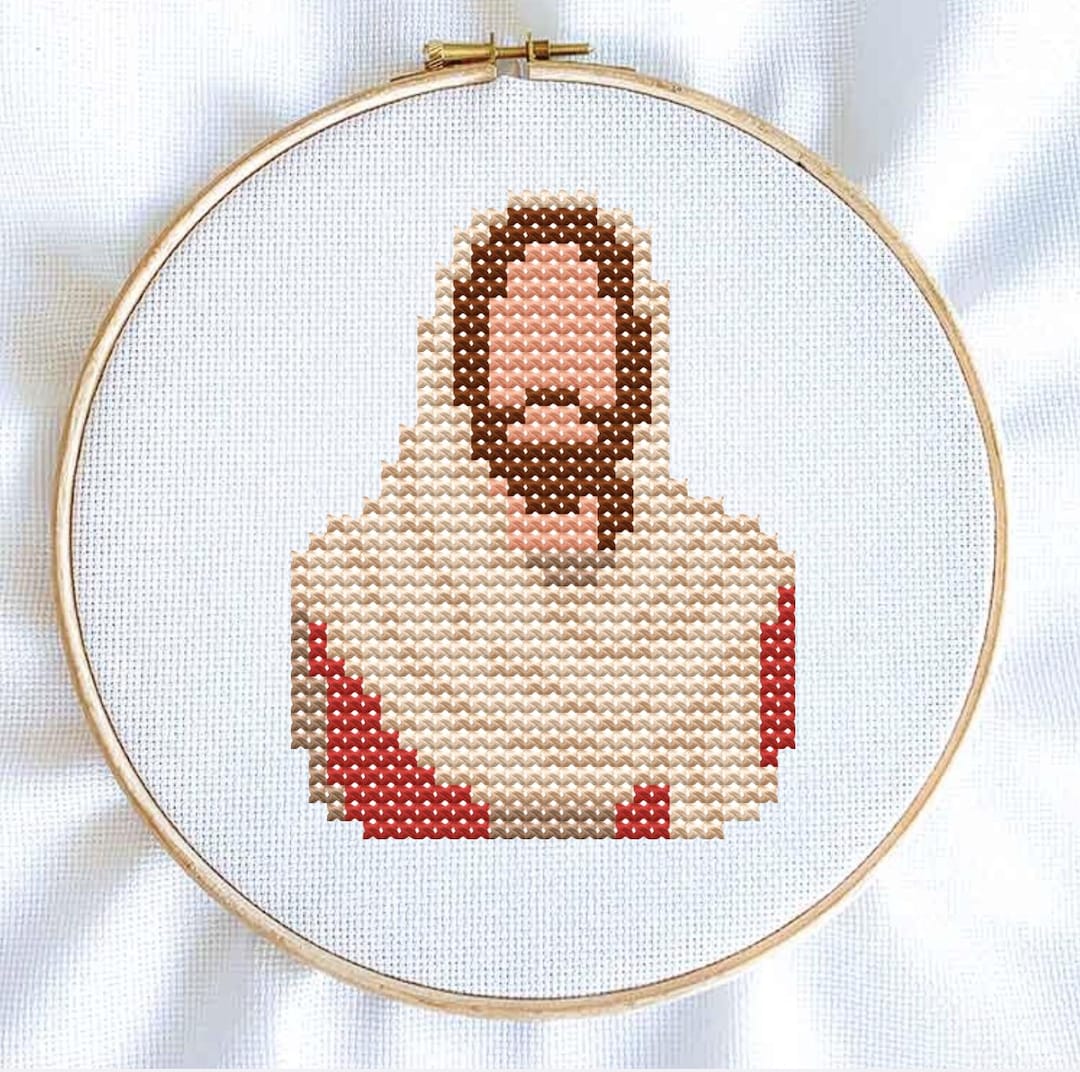 Jesus Christ *MINI* Cross Stitch Pattern (rounded) With Color/b&w ...