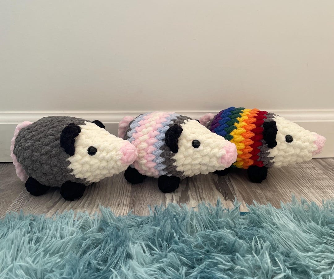 Crochet Gray Possum Plushie, Stuffed Animal Toy, Available in Gray ...