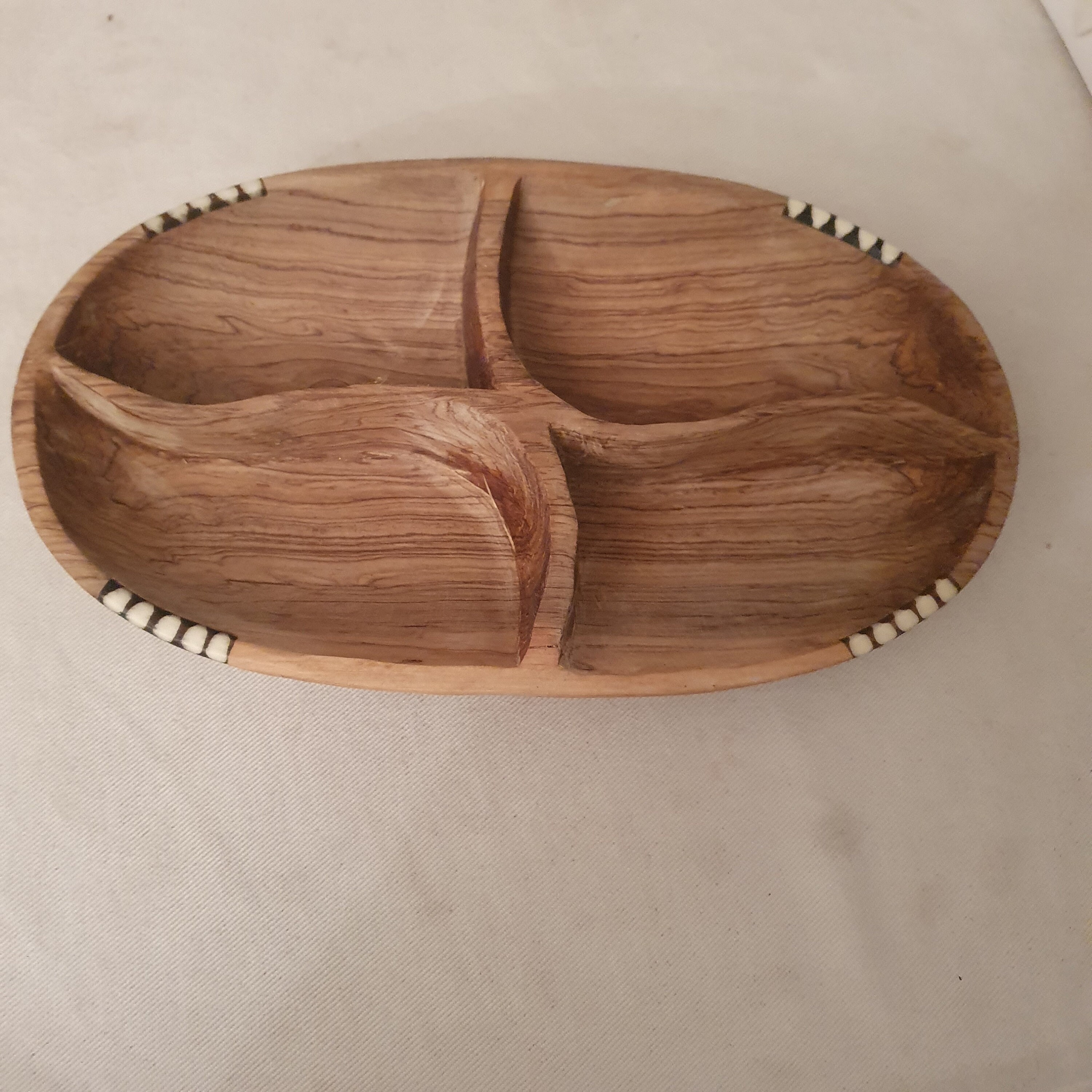 Olivewood Divided Snack Bowl 8 Inch 20 Cm Handcrafted Natural Wild ...