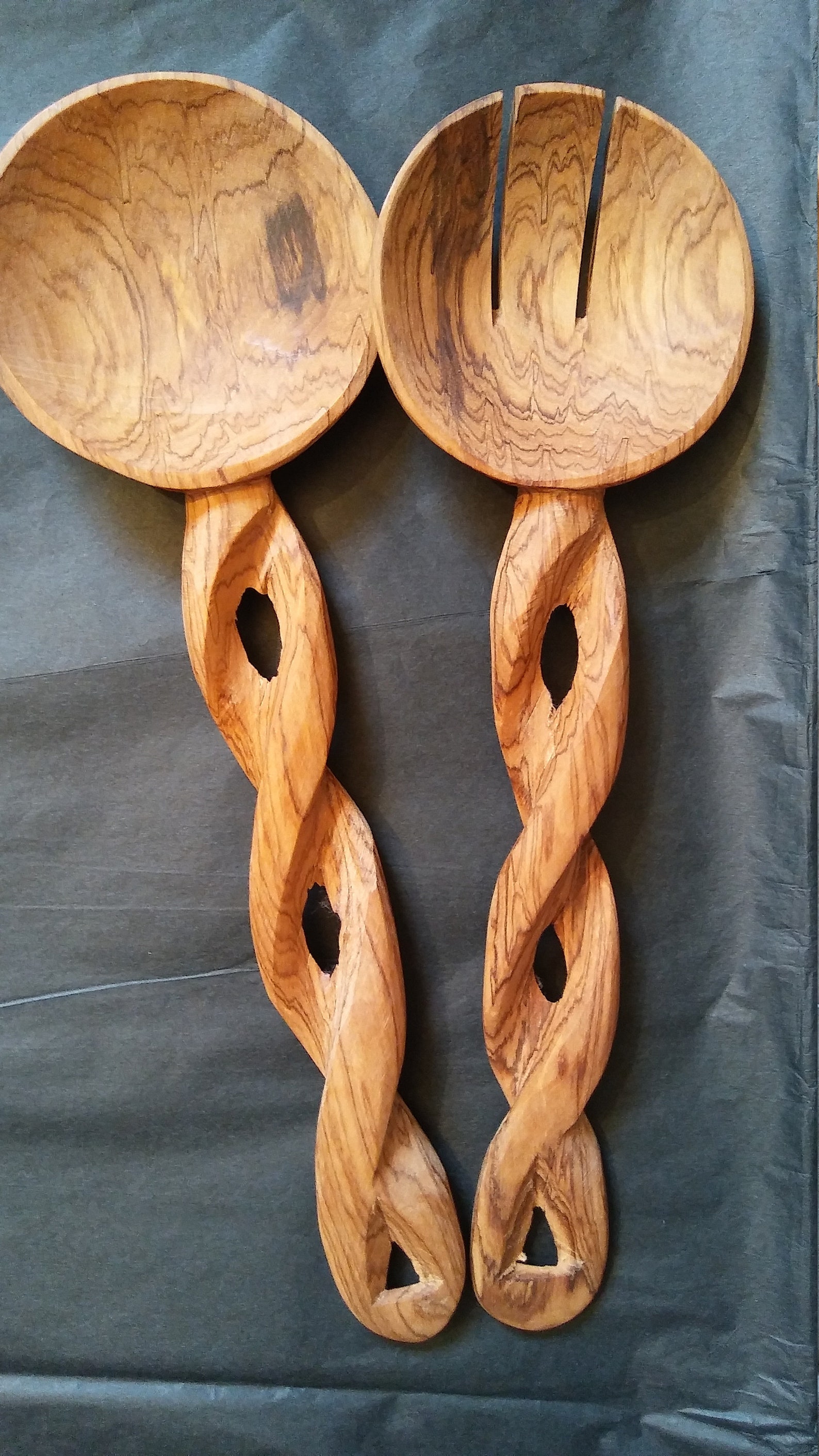 African Wood / Wild Olive Wood Salad Spoon / African Kitchenware ...