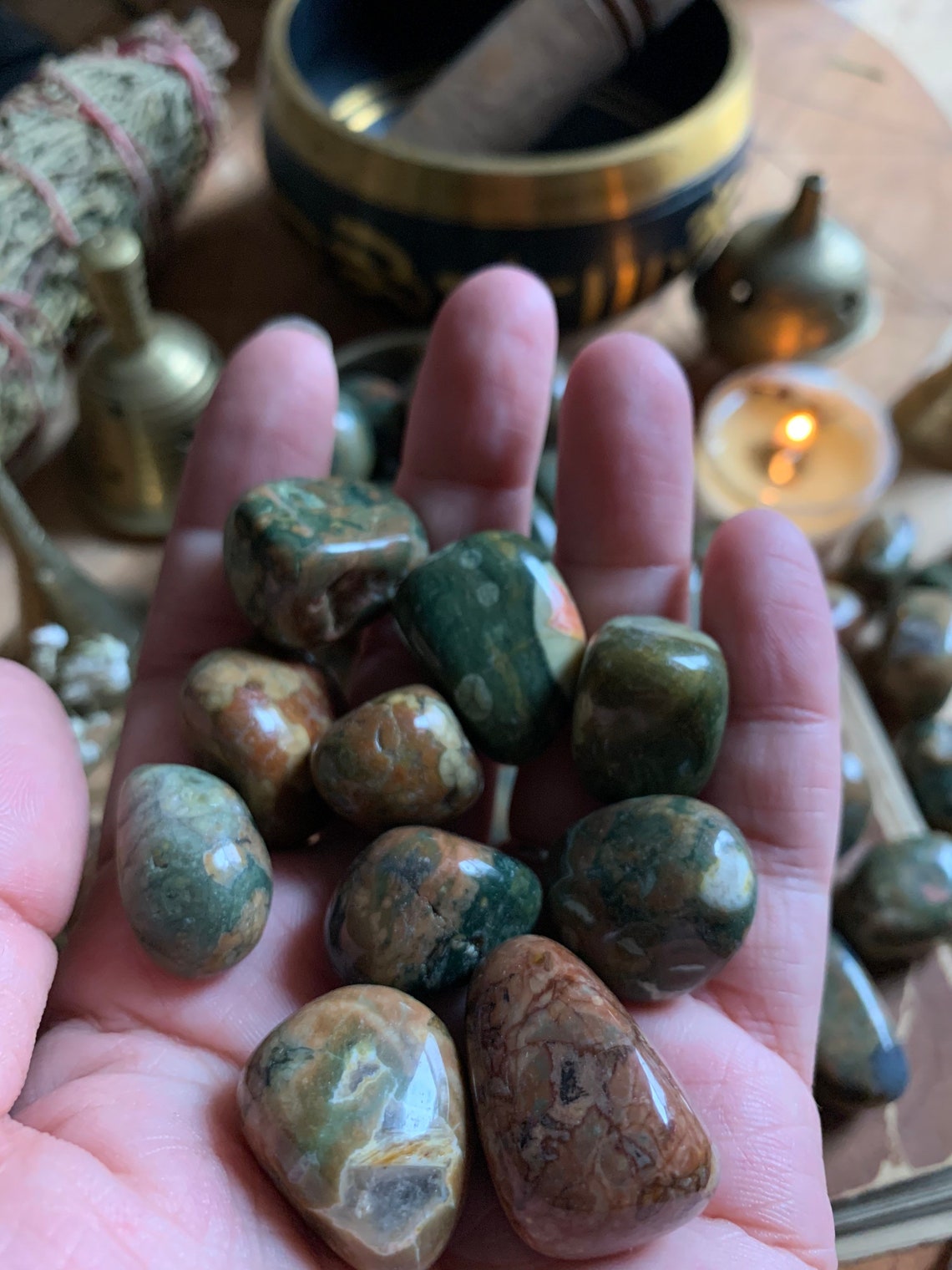 Rainforest Jasper Tumbled Stone // Tumbled Rhyolite // Rhyolite Crystal ...