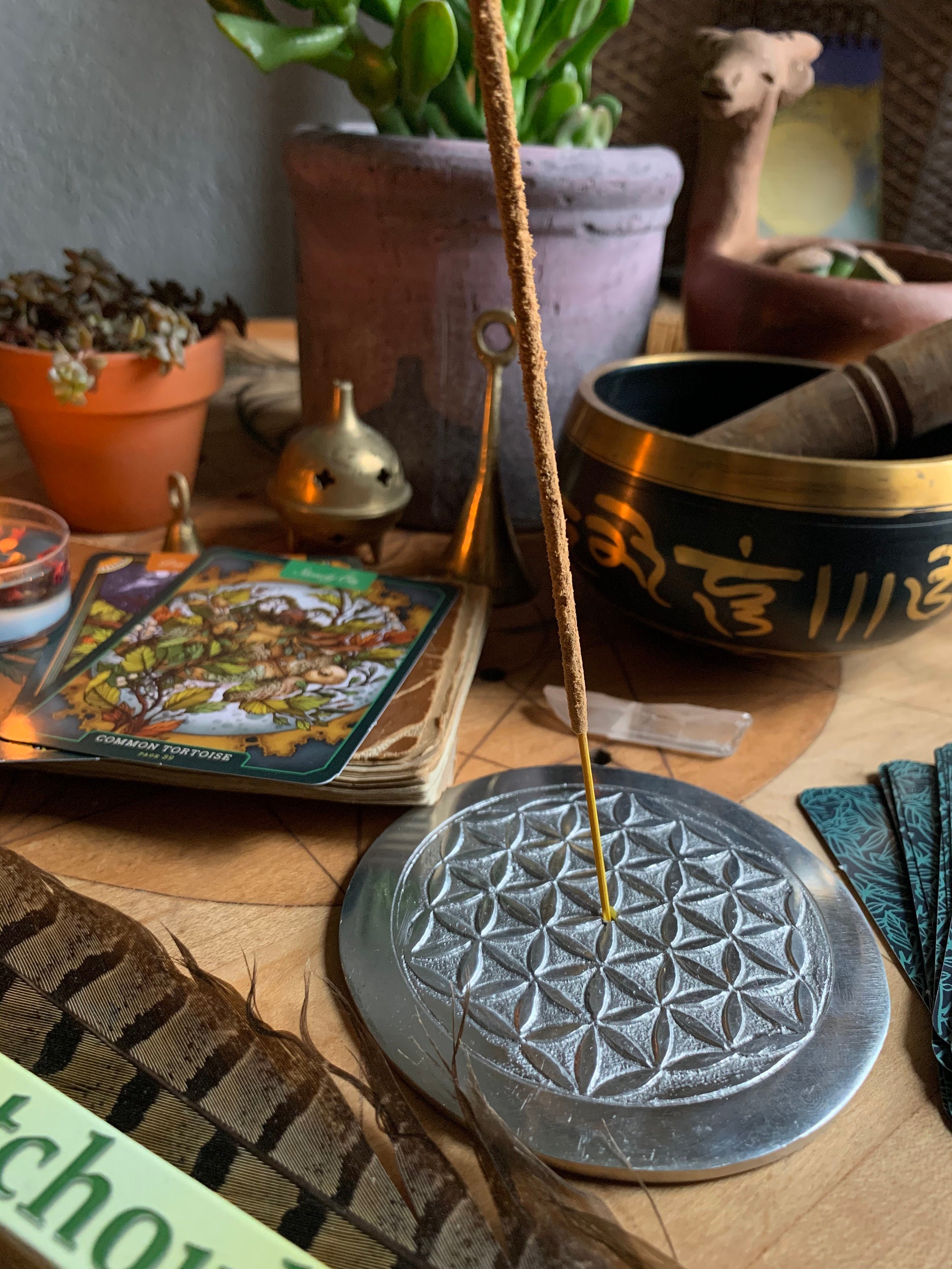 Flower of Life Incense Burner and Grid // Reiki Infused Crystal Grid ...