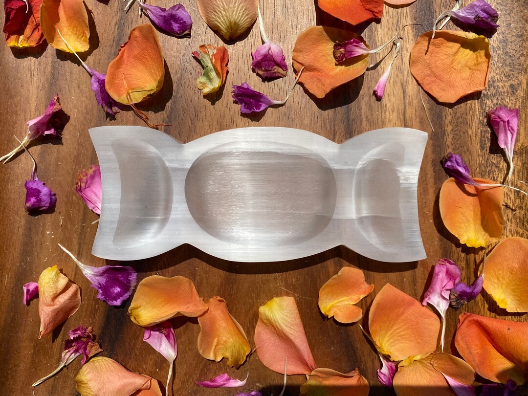 Selenite Triple Moon Dish » 6” Triple Moon Goddess Bowl » Reiki Infused ...