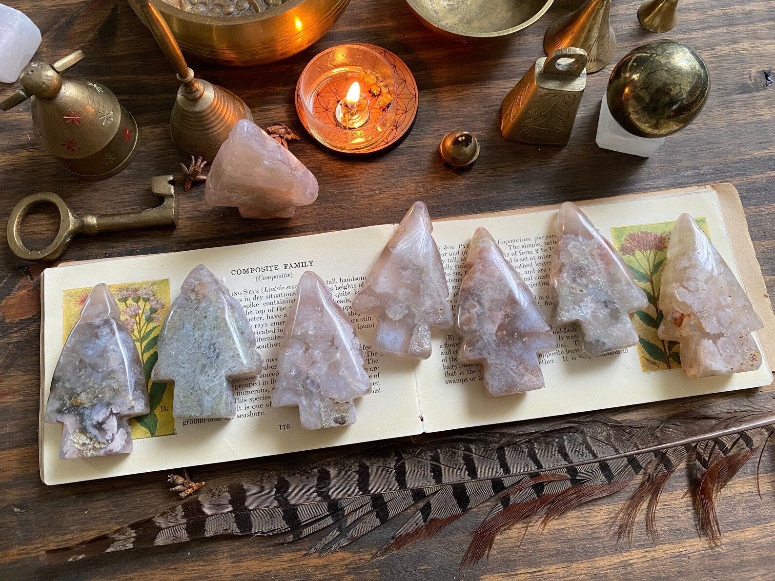 Flower Agate Pine Tree // Mini Crystal Christmas Tree // Cherry Blossom ...