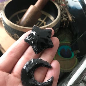 Obsidian Moon and Star Set // Couples Crystal // Best Friend Crystal ...