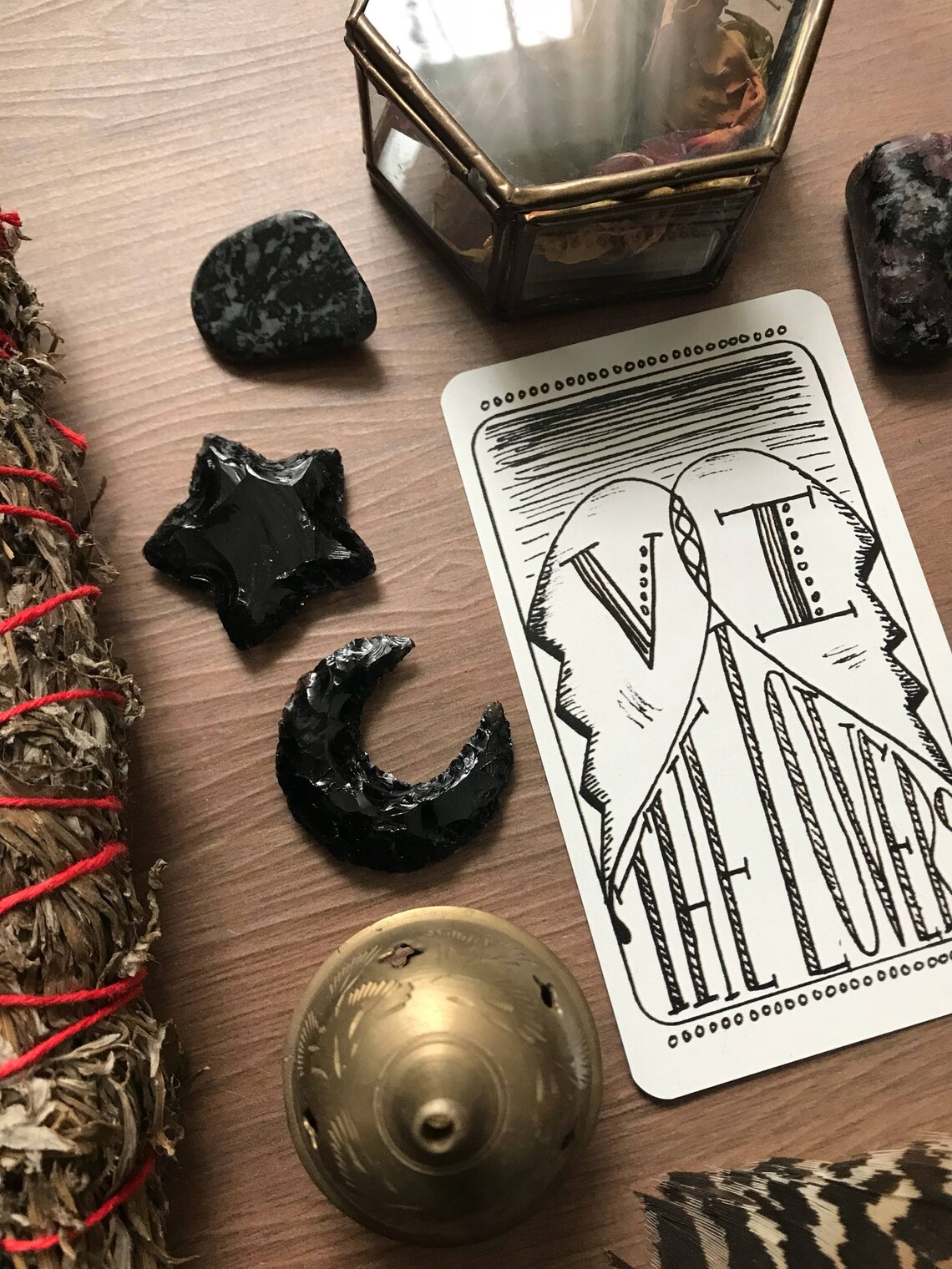 Obsidian Moon and Star Set // Couples Crystal // Best Friend | Etsy