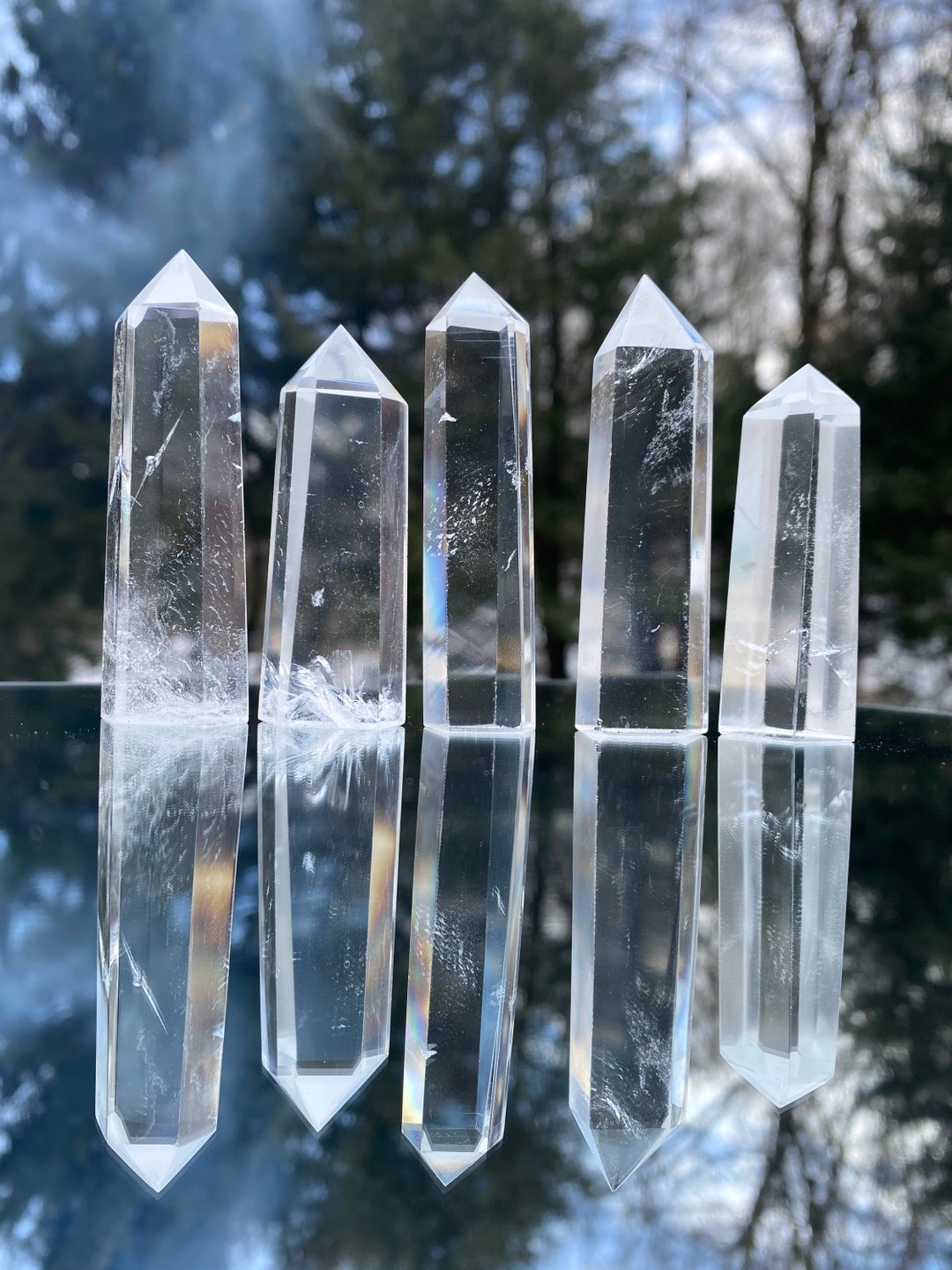 CHIPPED Clear Quartz Tower 2-2.5 Quartz Tower Polished Quartz Standing ...