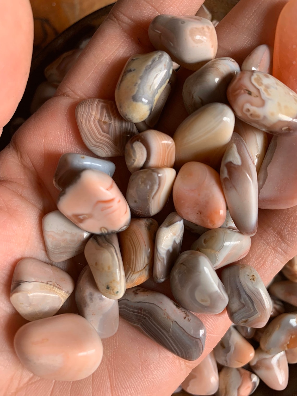 Set of 3 Pink Botswana Agate Tumbled Stone » Grounding Stone » Crystal ...