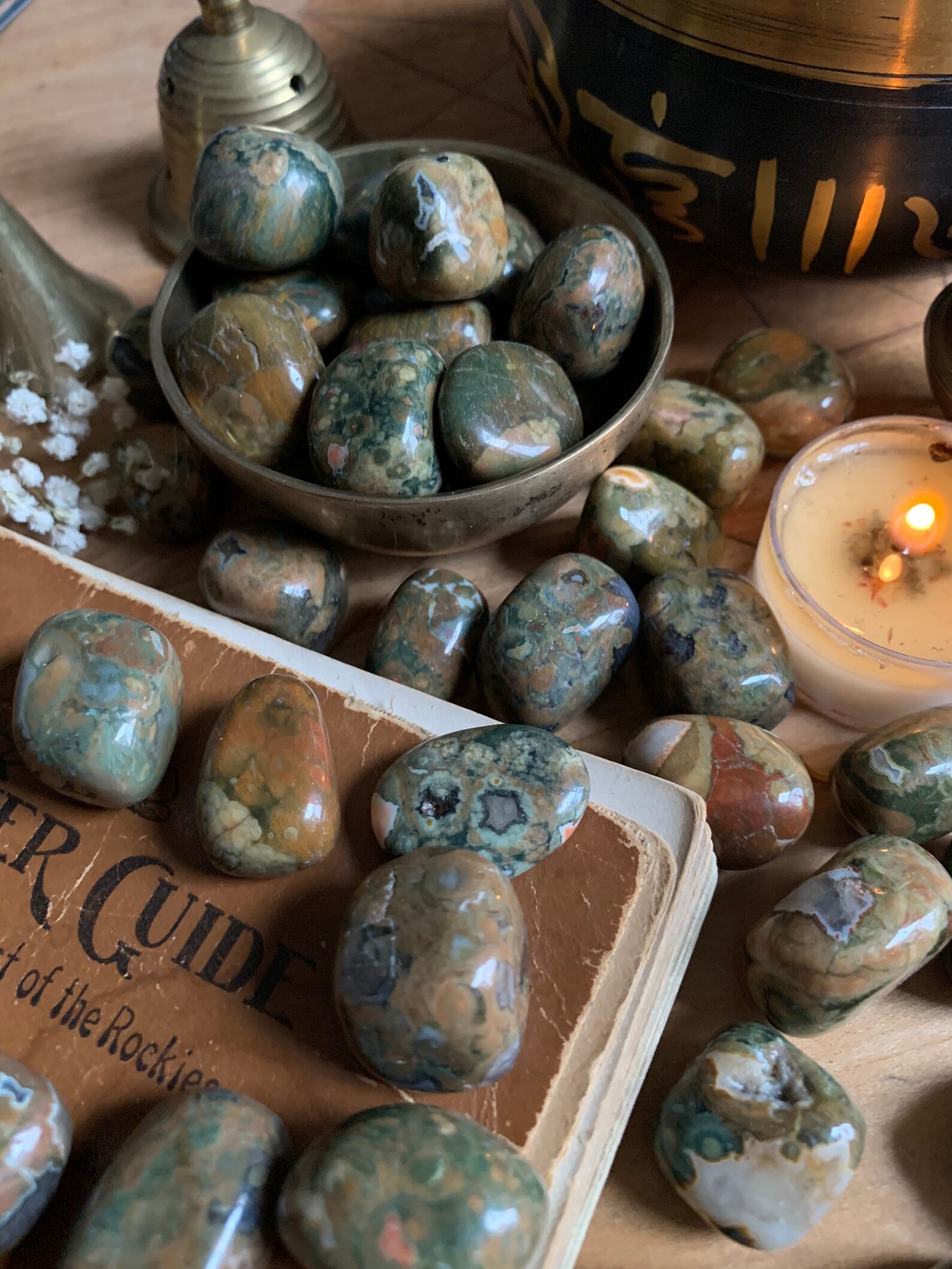 Rainforest Jasper Tumbled Stone // Tumbled Rhyolite // Rhyolite Crystal ...