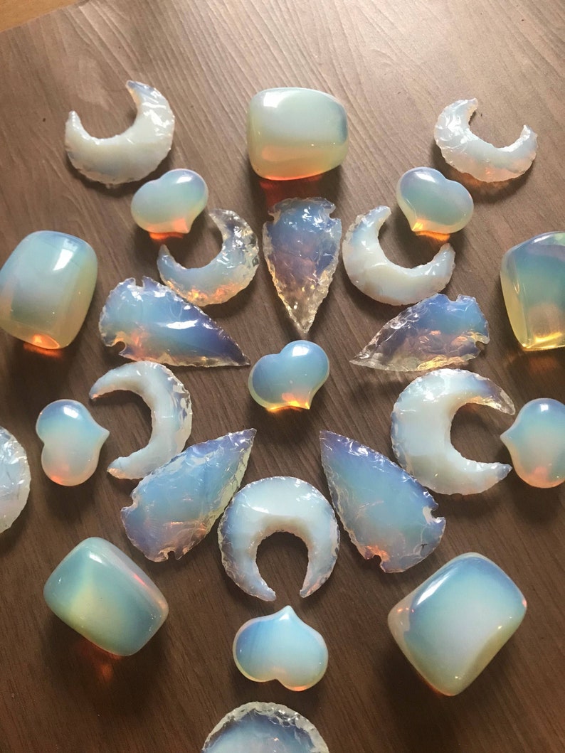 Opalite Crescent Moon // Glass Gemstone Moon // Iridescent | Etsy