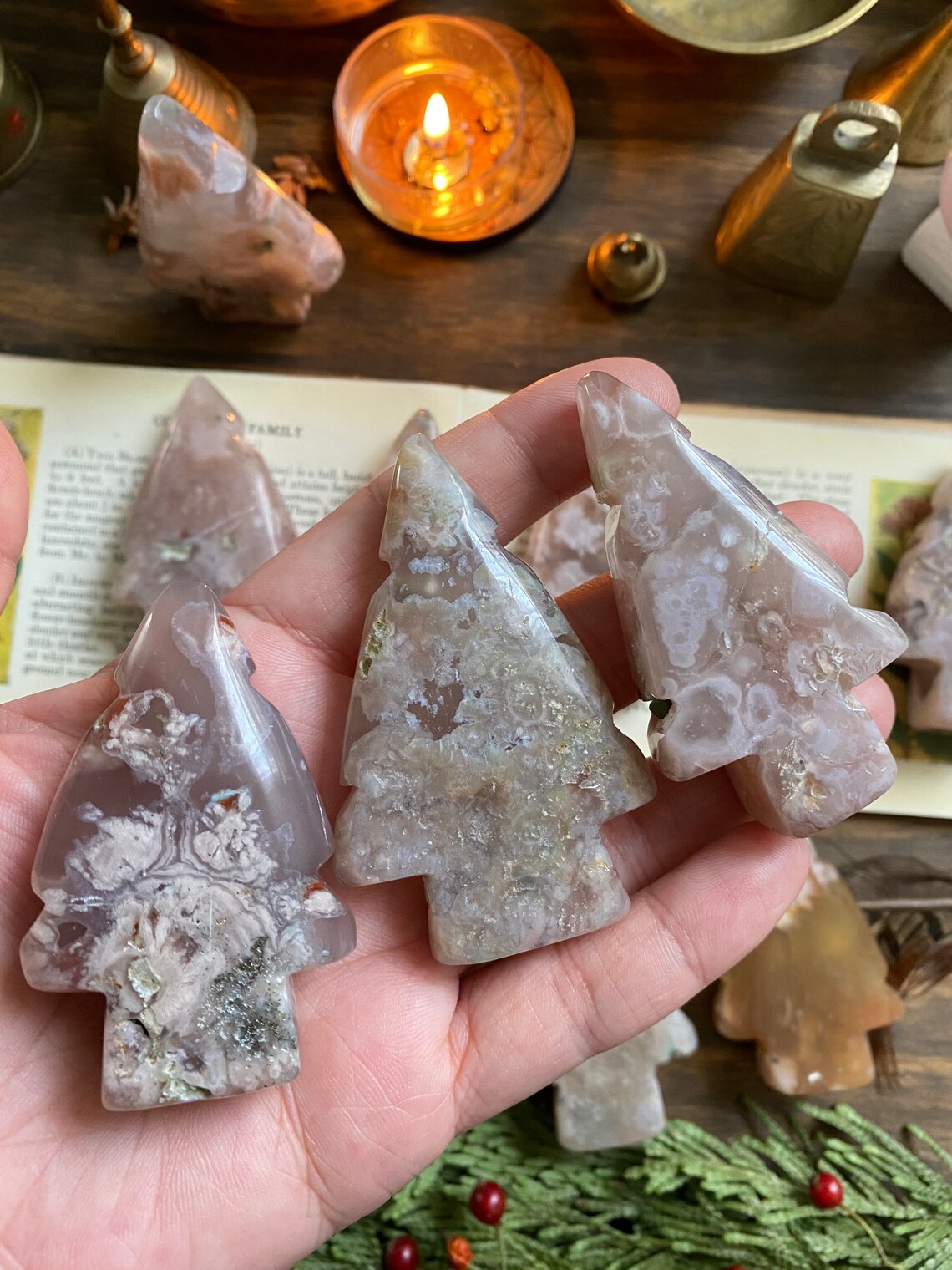 Flower Agate Pine Tree // Mini Crystal Christmas Tree // | Etsy