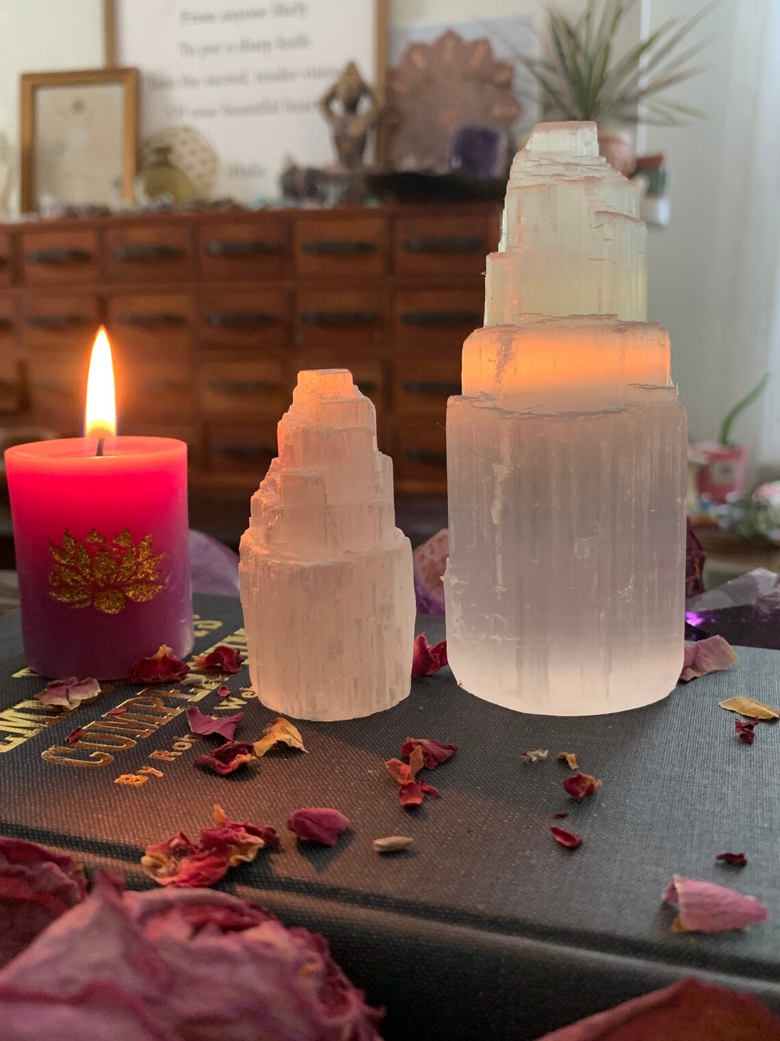 One Selenite Tower // Selenite Chakra Cleansing Standing Tower 2.5” or ...