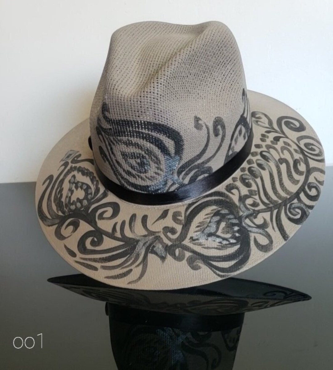 Hand-painted Art-wear Hat With Black Peacock Feathers, Original Design ...