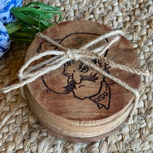 Oklahoma State Pistol Pete Drink Coasters, OSU Wooden Laser Engraved ...