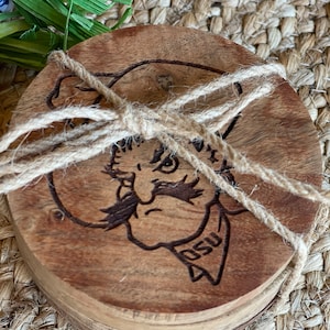 Oklahoma State Pistol Pete Drink Coasters, OSU Wooden Laser Engraved ...