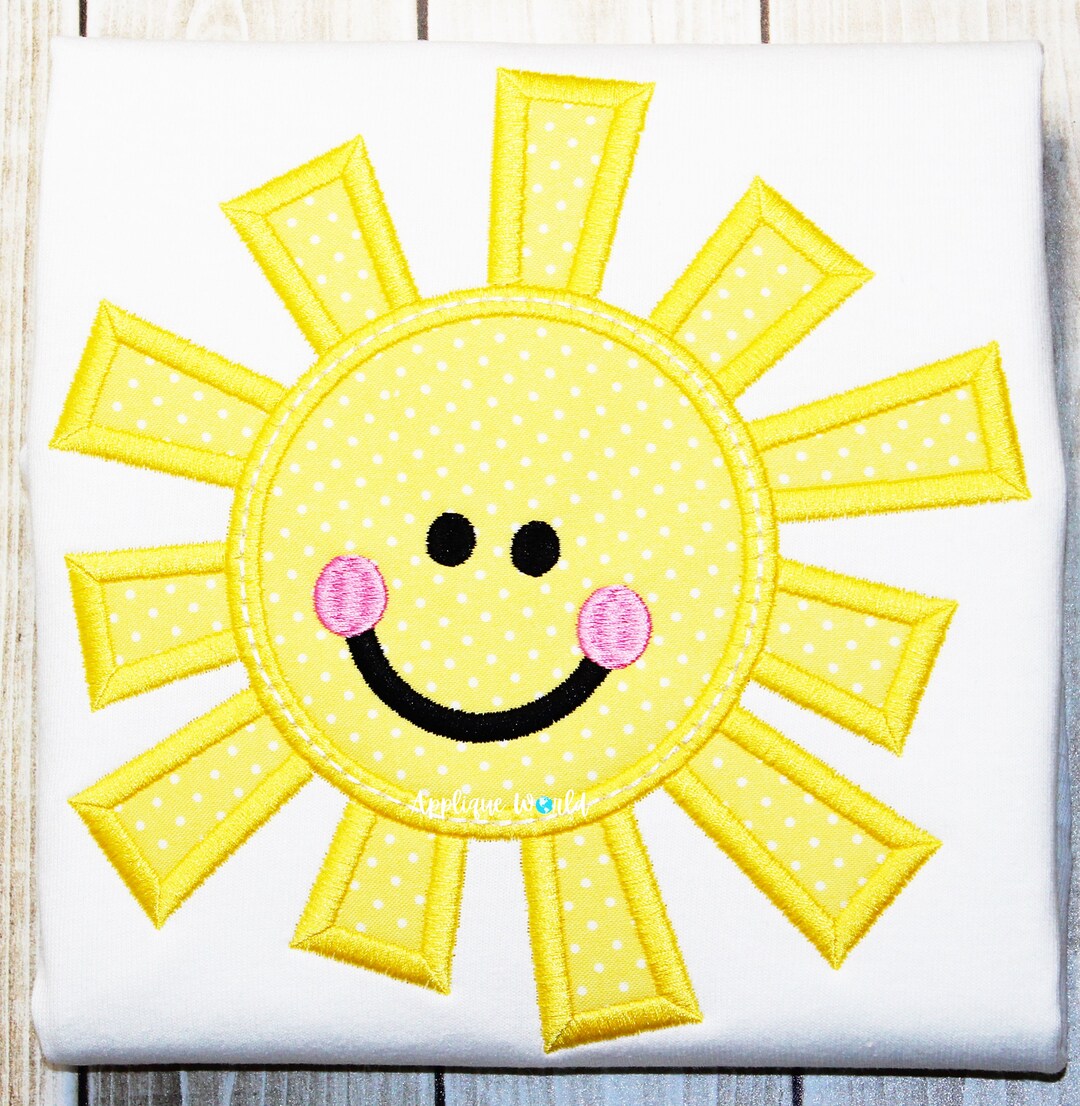 Happy Sun, Applique Embroidery, Machine Embroidery Sun, Instant ...