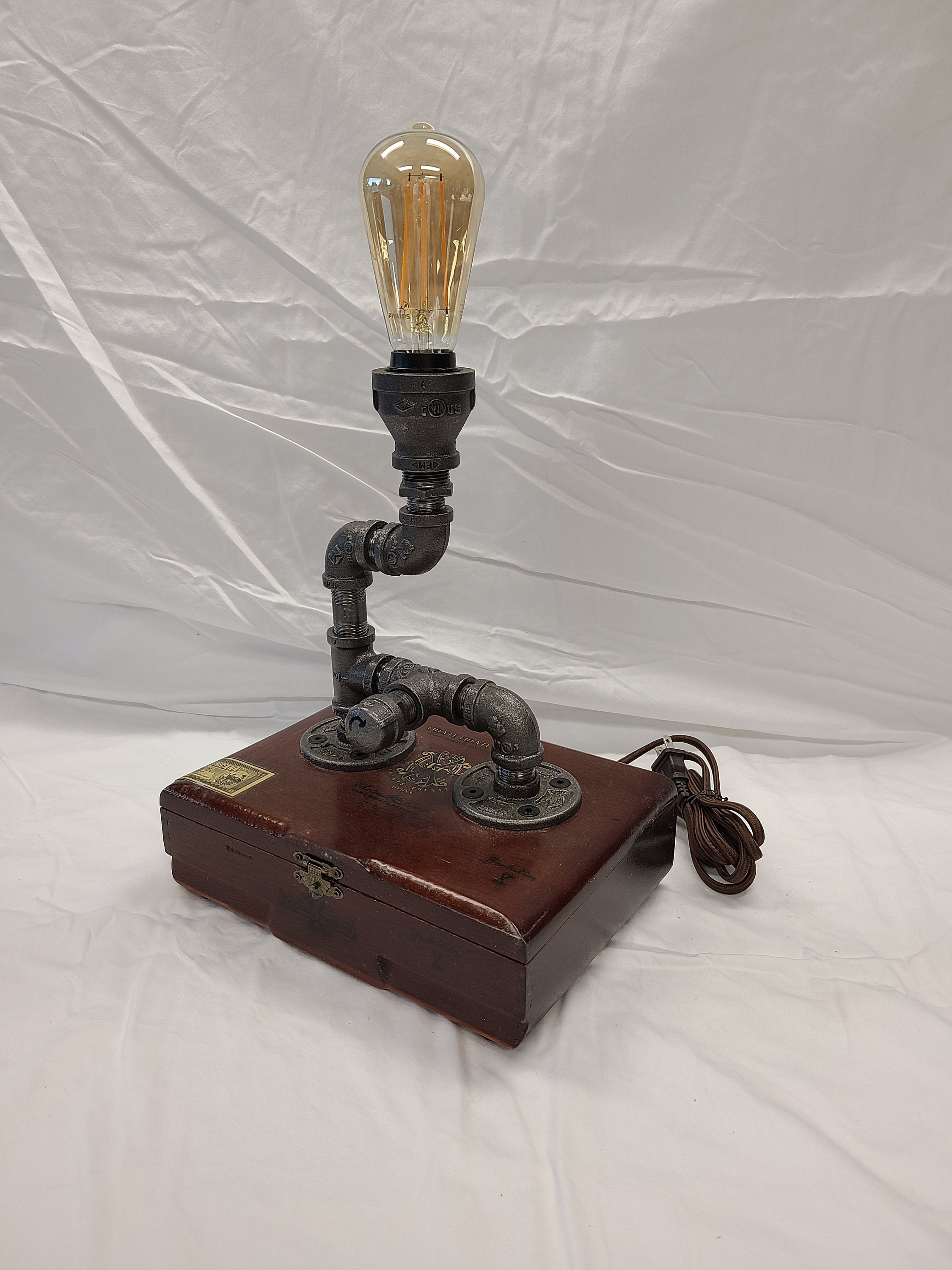 Custom Cigar Box Iron Pipe Desk Lamp, Unique, One-of-a-kind - Etsy