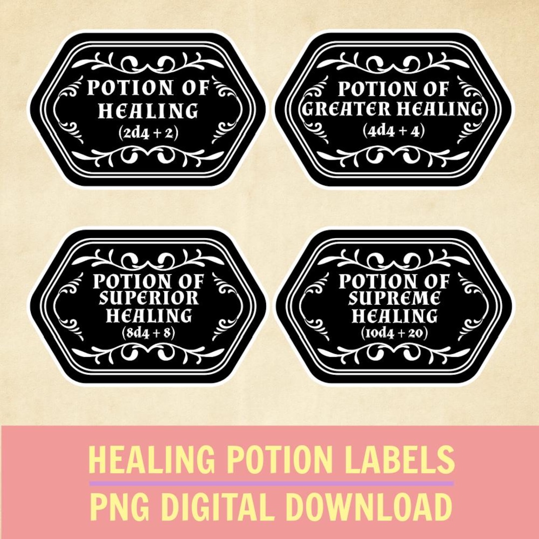 Healing Potion Labels - Dungeons and Dragons Digital Download - Etsy