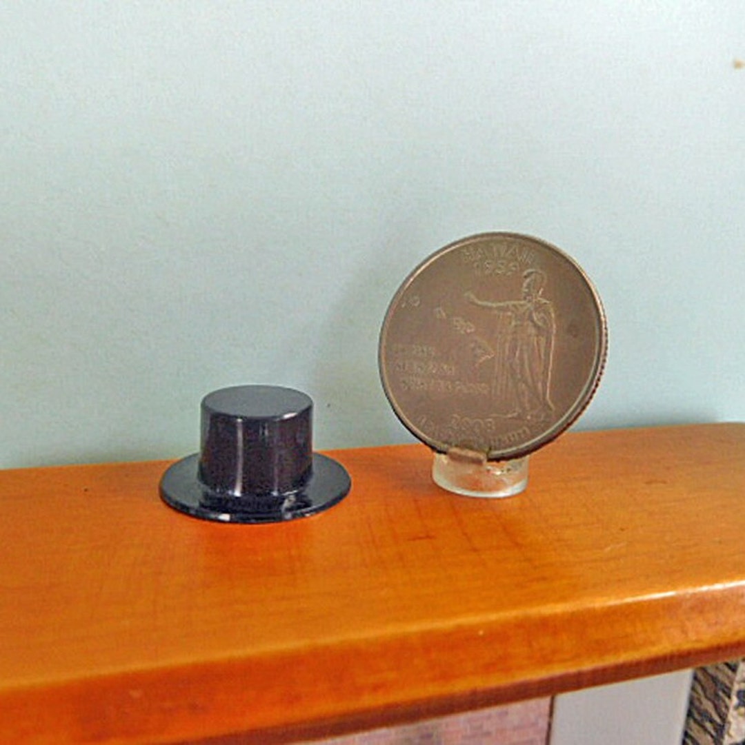 Group of 6 Tiny Black Miniature Top Hats 3/8 Tall. - Etsy