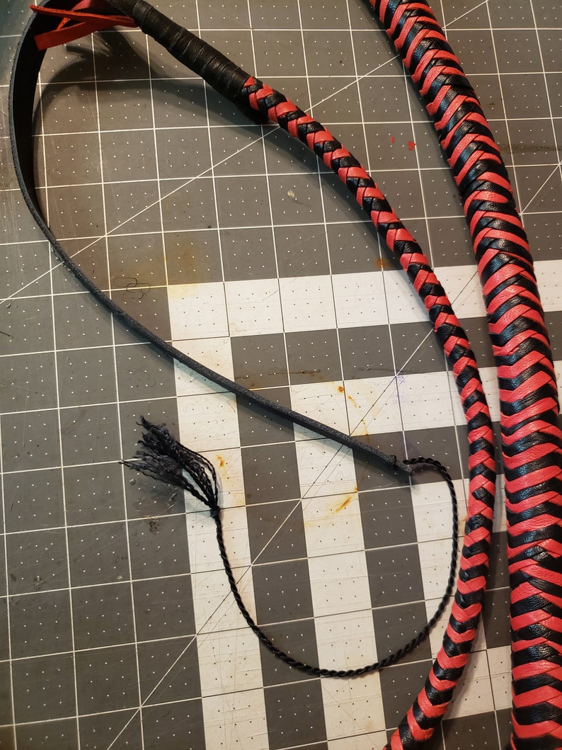 Black and red 6ft 12 plait bullwhip bdsm trainer spank - Etsy 日本