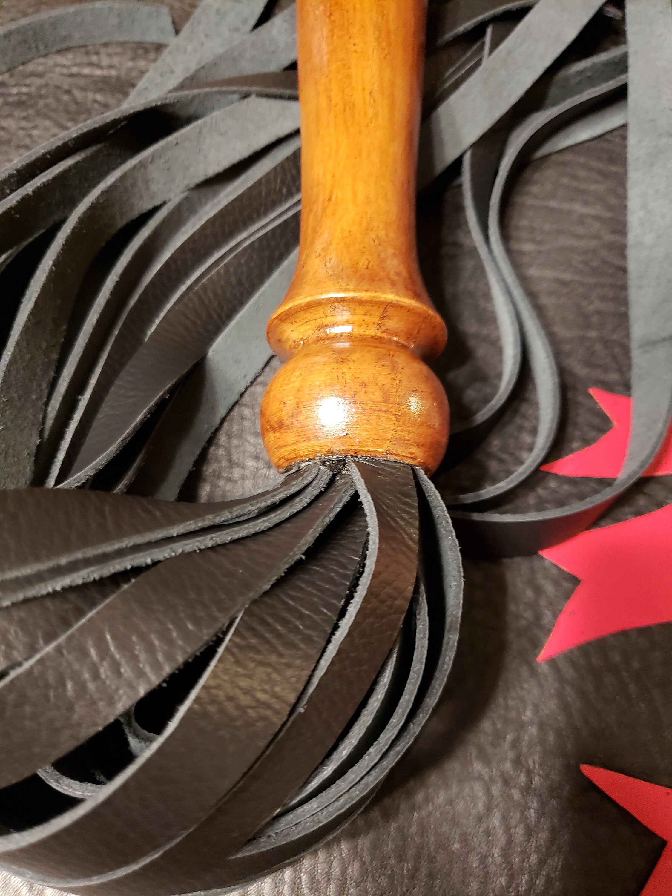 Wood Handled Black Leather Flogger - Etsy