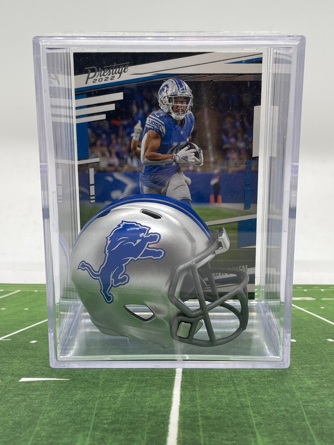Detroit Lions Amon-ra St. Brown Mini Helmet Shadowbox W/ Card - Etsy