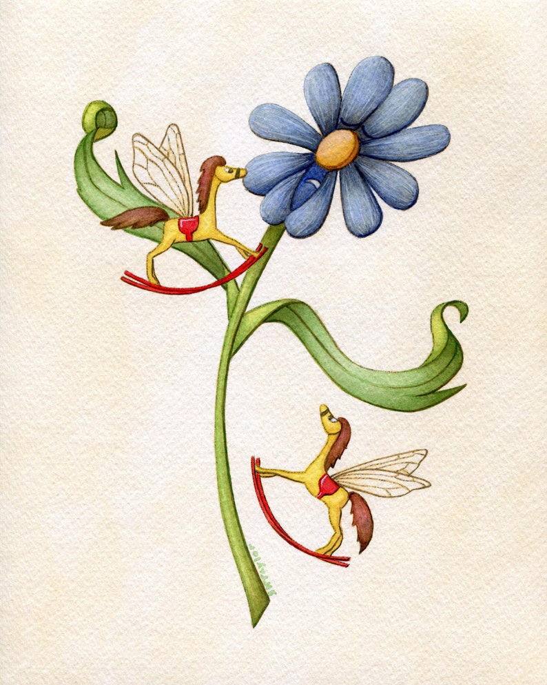 Rocking-horse Flies Alice in Wonderland Art Print Vintage - Etsy