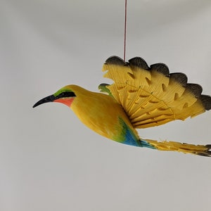 Carved Bird Mobile, Bee Eater Fan Carving, 5th Anniversary Gift, Folk ...