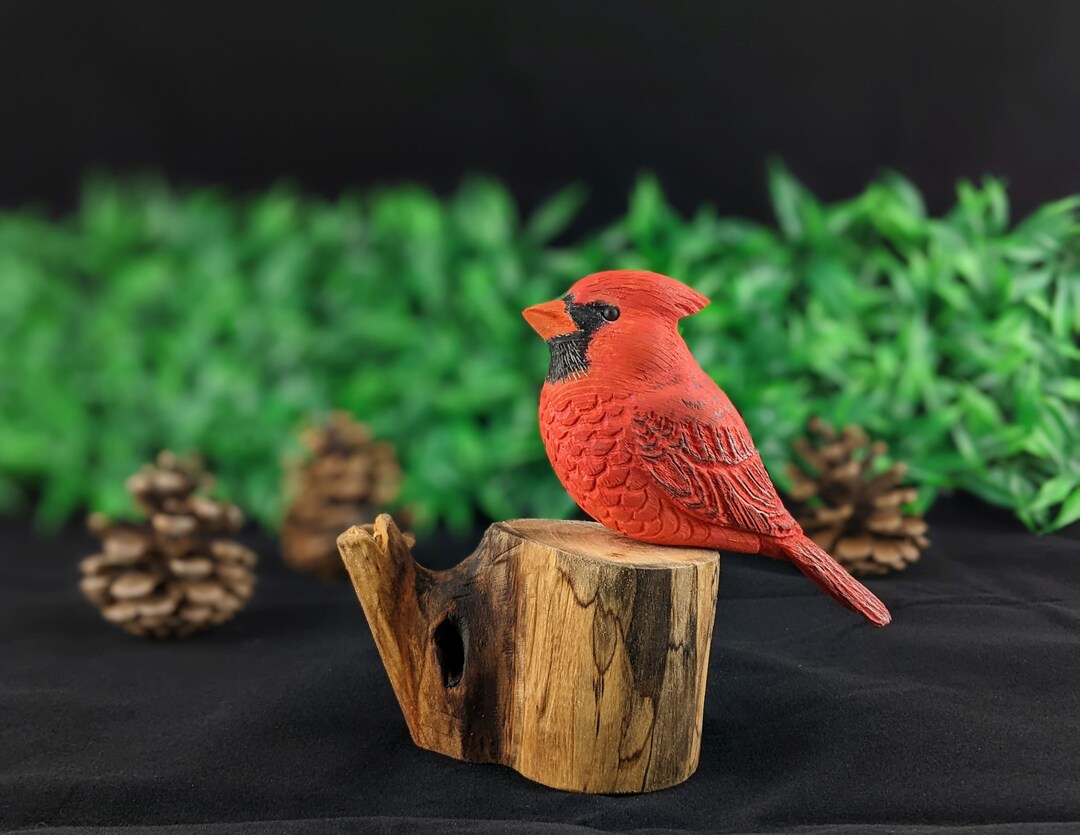 Red Cardinal Wood Carving, Songbird Figurine, Cardina Songbird ...