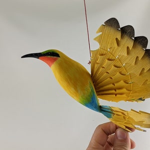 Carved Bird Mobile, Bee Eater Fan Carving, 5th Anniversary Gift, Folk ...